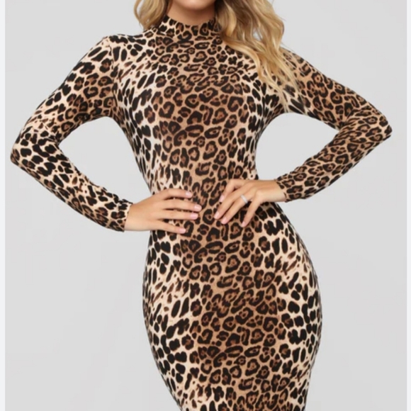unknown | Dresses | Leopard Print Bodycon Midi Dress | Poshmark